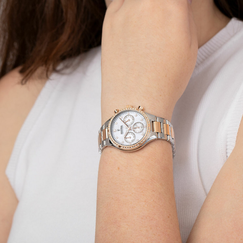 Montre Femme FESTINA f20403/1 ivory, bracelet acier inoxydable – Foundo